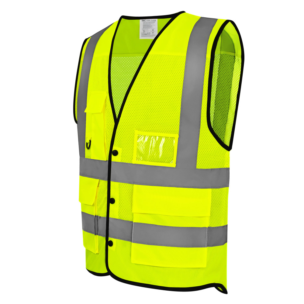 HI VIS SUPERIOR ECO OPEN MESH BUTTON WAISTCOAT | Imbretex